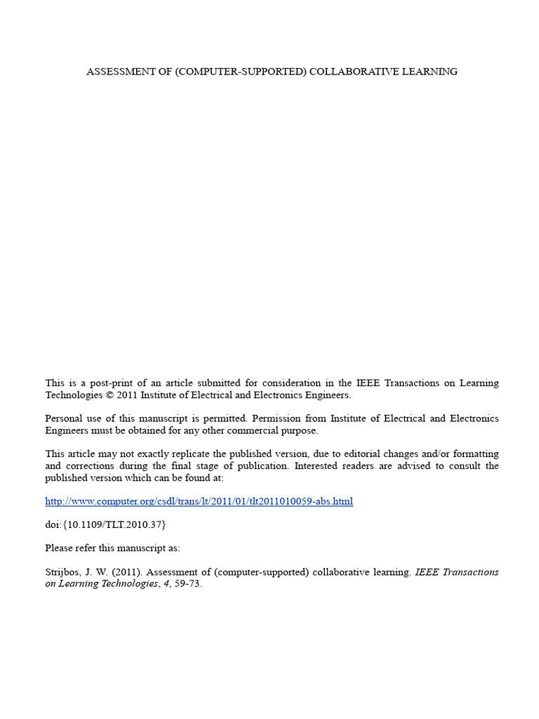 Assessment of Computer Supported | PDF | Motivational | Motivation