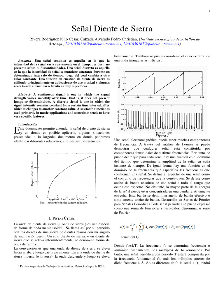 Diente de Sierra | PDF | Frecuencia | Series de Fourier