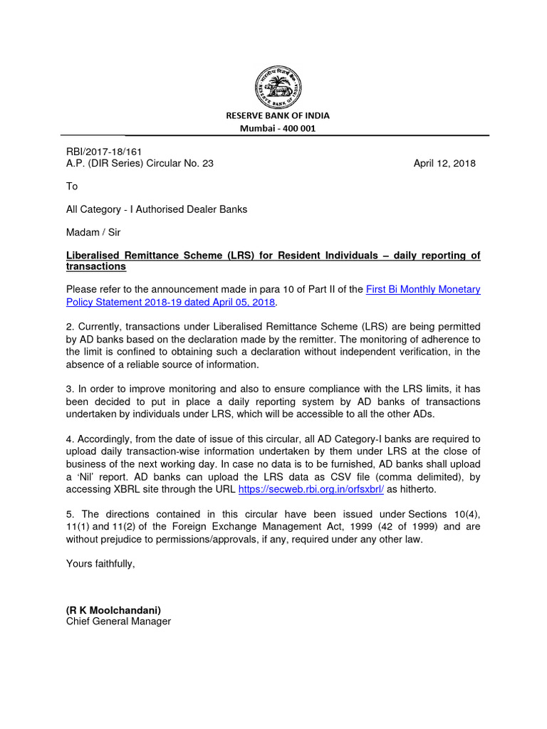 Daily Reporting for LRS Transactions | PDF