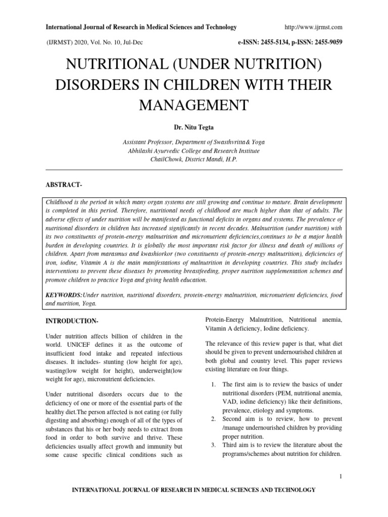 Nutritional Disorders Children | PDF