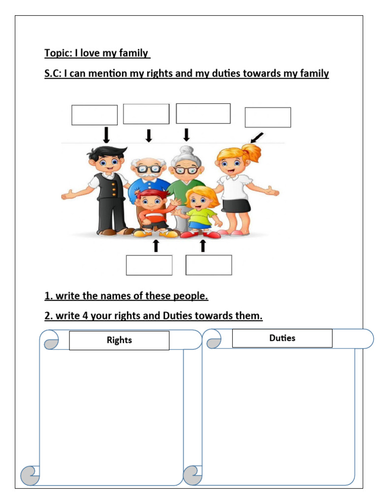 Worksheet I Love My Family | PDF