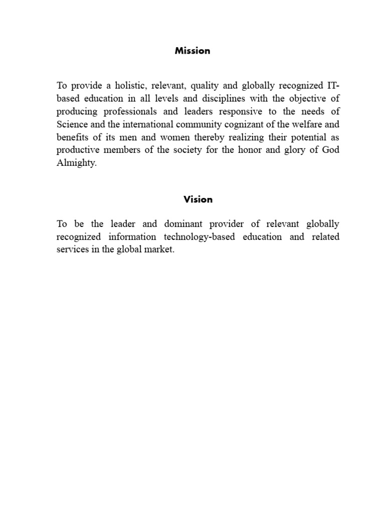 ACLC Mission and Vision Statement | PDF | Computers