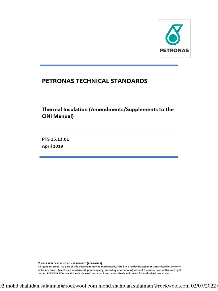 PTS 15.13.01 - Thermal Ammendmend | PDF | Thermal Insulation | Fiberglass