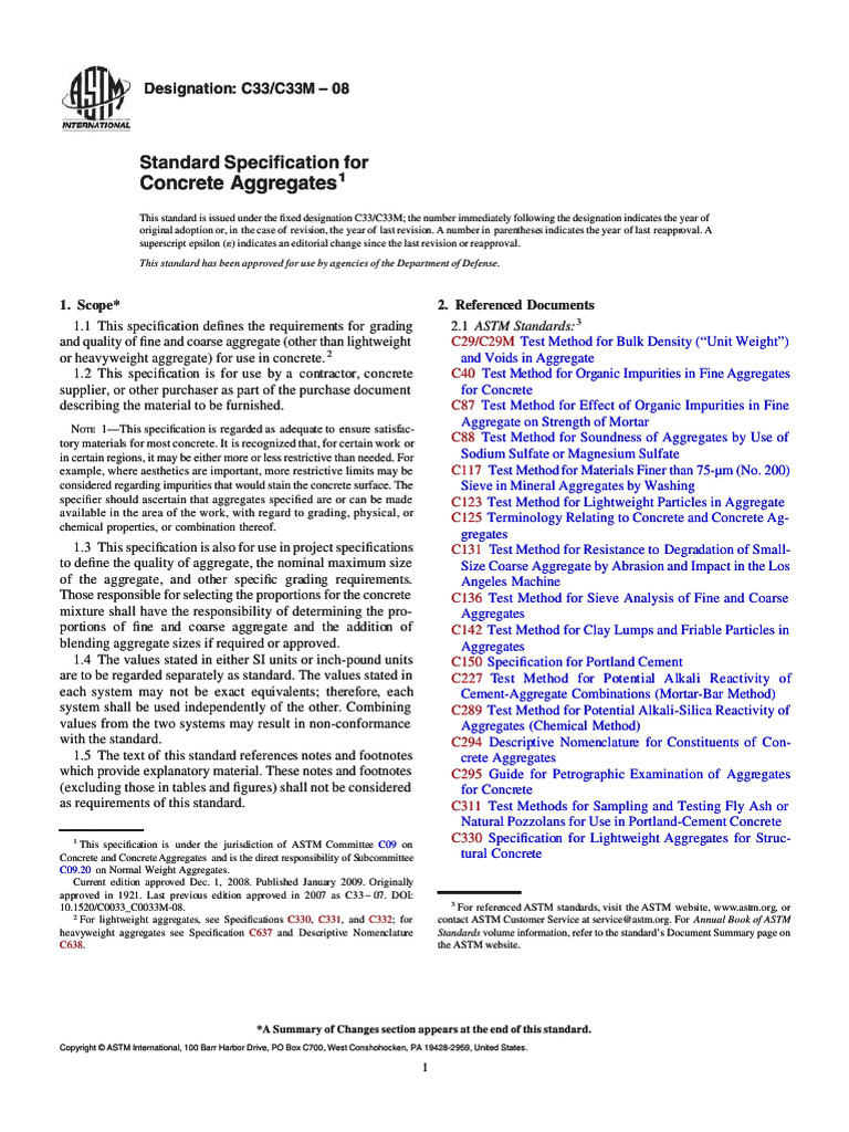 ASTM (2018) Standard Specifications For Conrete Aggregates Designation ...