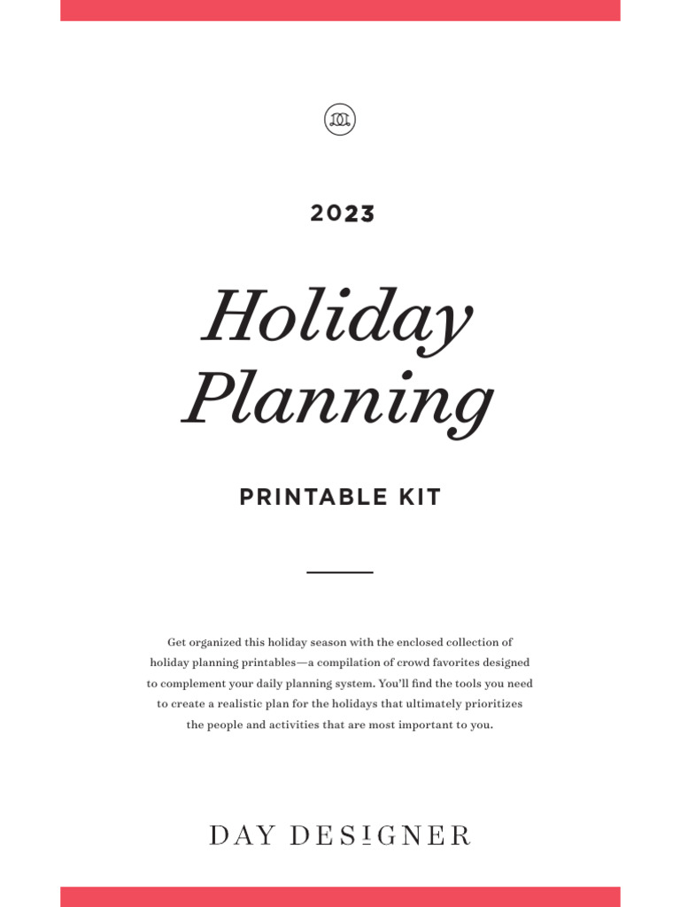2023 - Holiday Printable Kit - Day Designer | PDF