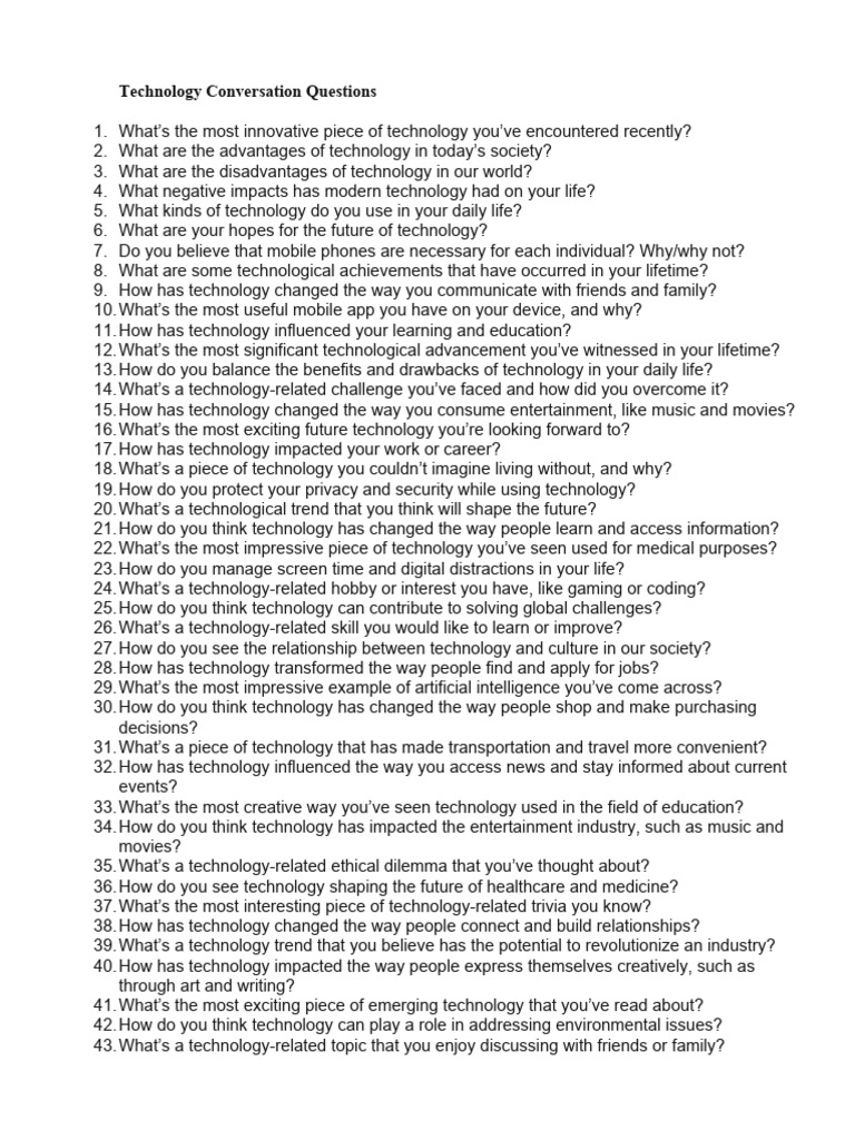 Technology Conversation Questions | PDF