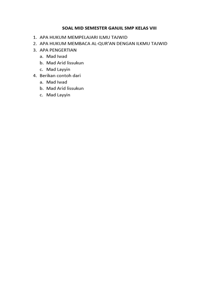 Soal Mid Semester Ganjil SMP Kelas Viii 2023 | PDF