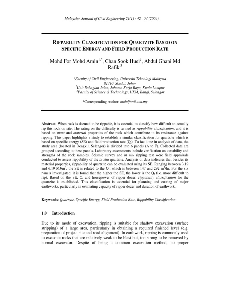 Rippability Classification For Quartzite | PDF | Strength Of Materials ...