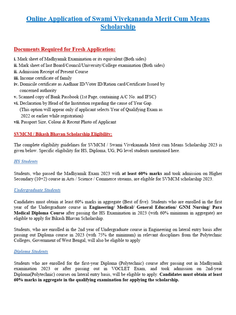 SVMCM Scholarship Details | PDF