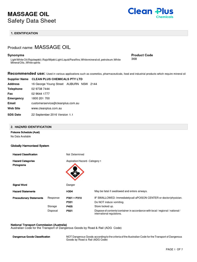368 GHS Massage Oil | PDF | Combustion | Safety