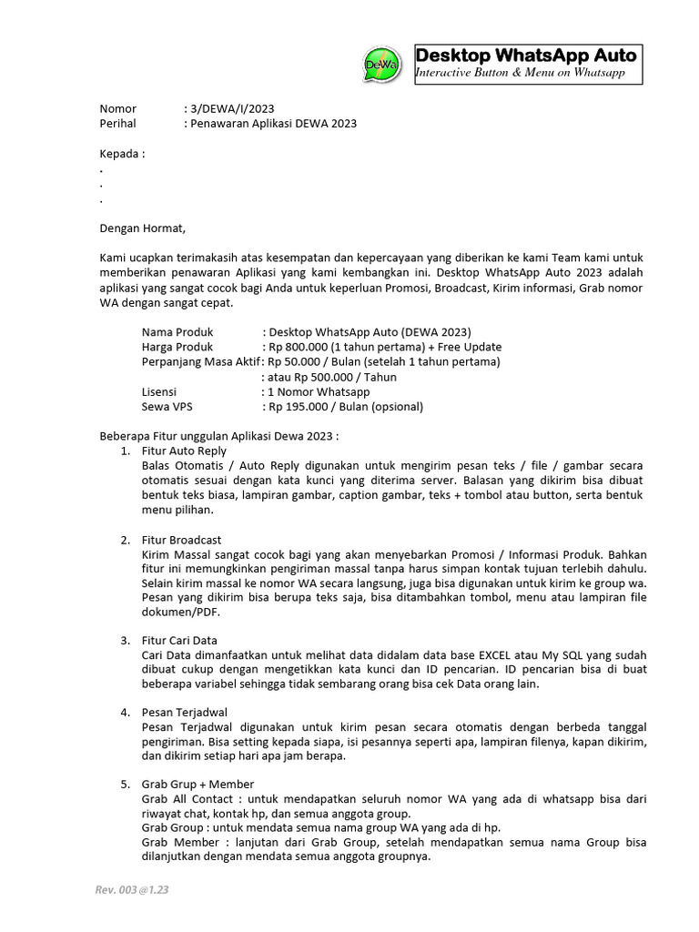 PENAWARAN APP DEWA Rev3 | PDF