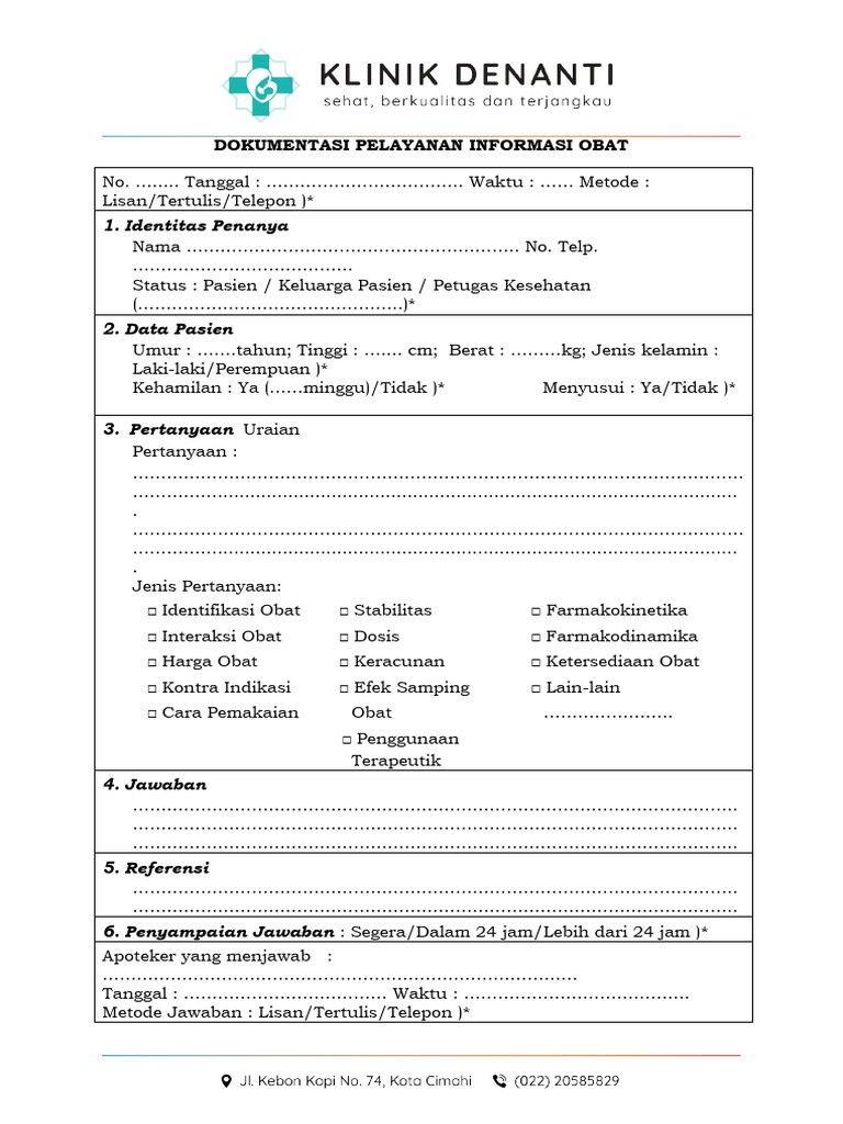 Dokumentasi Pelayanan Informasi Obat Pdf