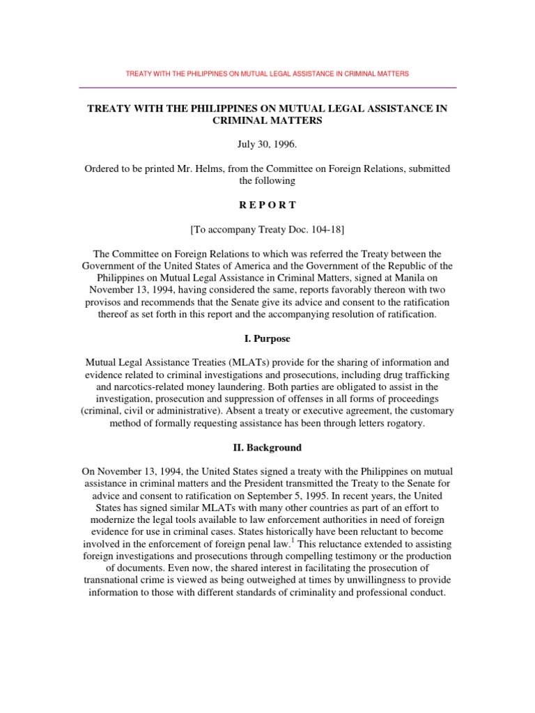Mutual Legal Assistance Treaty | Treaty | Ratification