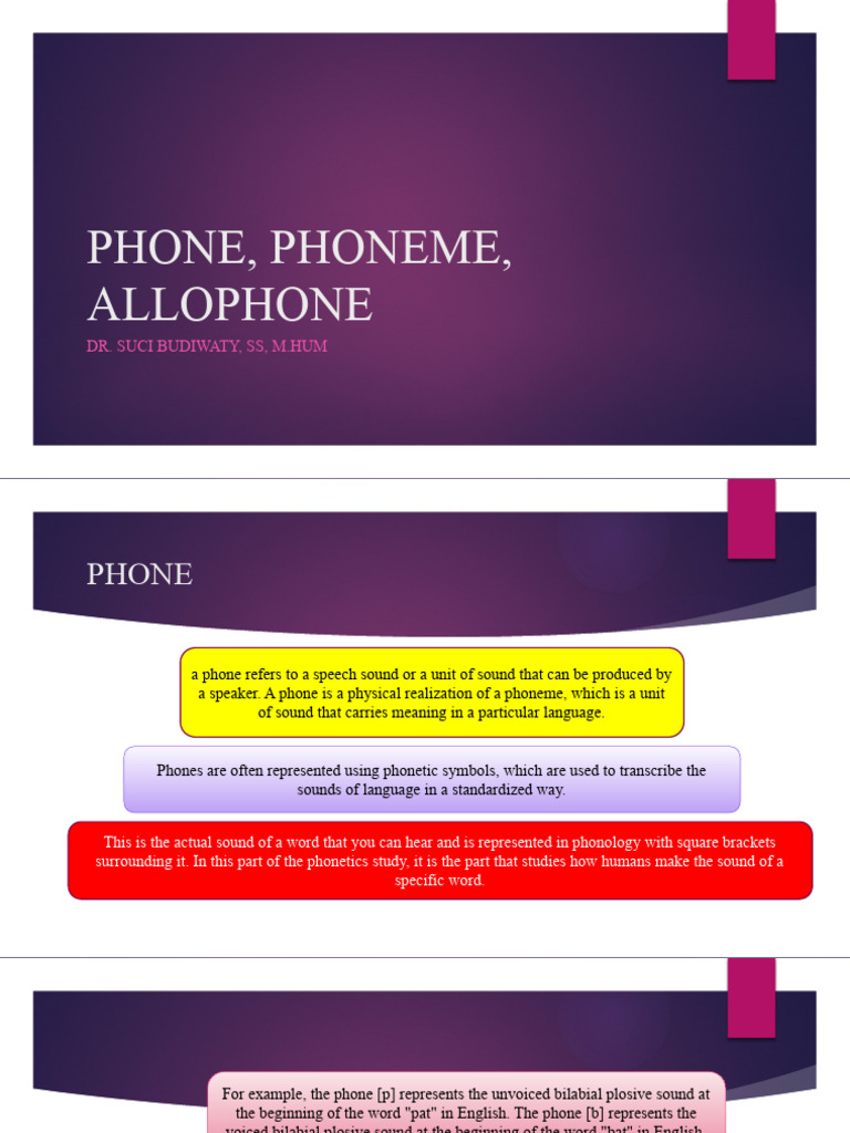 Ppt-Phone, Phoneme, Allophone | PDF | Phoneme | Oral Communication