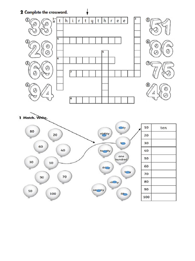 Crucigrama Numeros | PDF