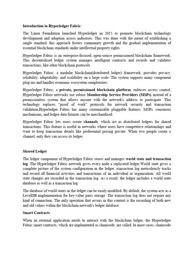 Introduction To Hyperledger Fabric | PDF | Computer Architecture | Computing