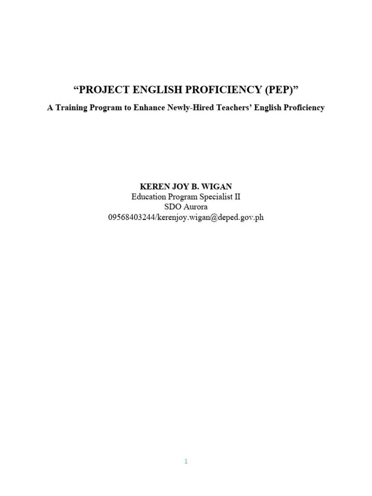 Proposal Project English Proficiency | PDF | Learning | Cognition