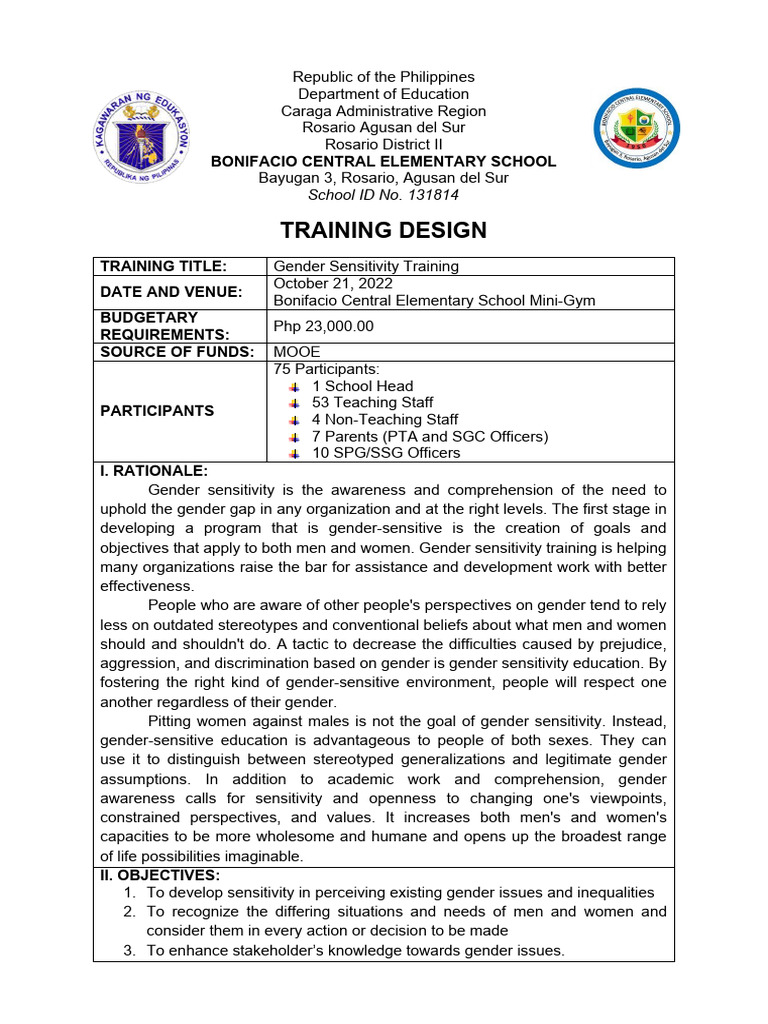Training Design Gender Sensitivity | PDF