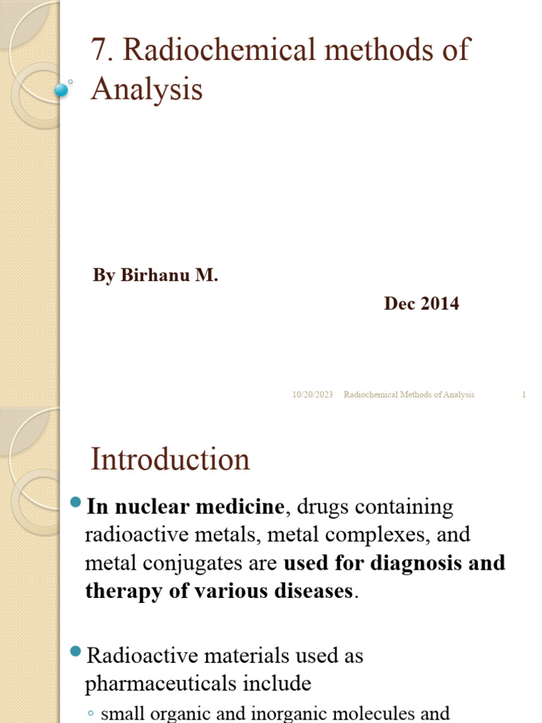 Radiochemical Methods | PDF