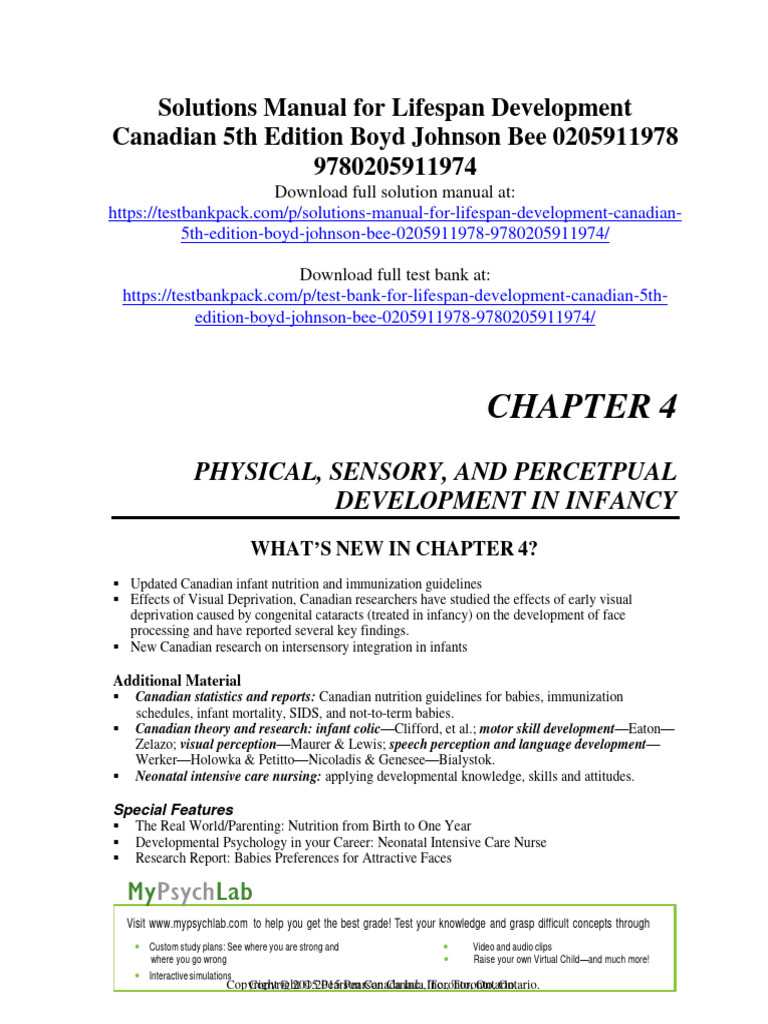 Lifespan Development Canadian 5th Edition Boyd Solutions Manual 1 | PDF ...