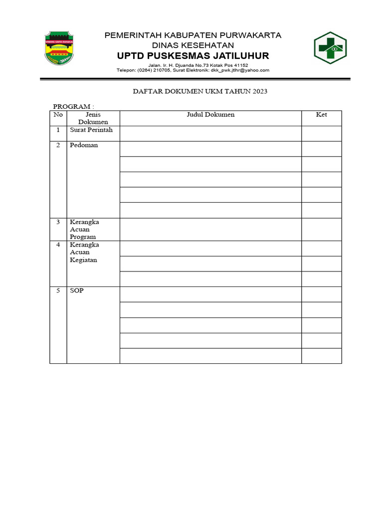 Daftar Dokumen Program Pdf