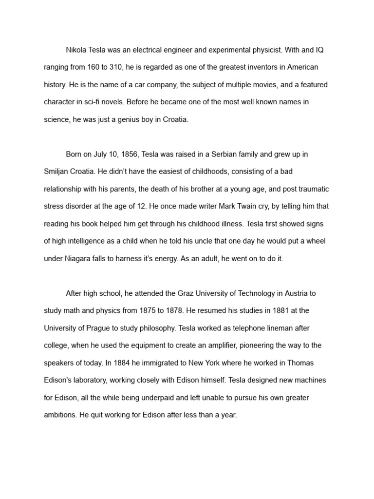 Nikola Tesla: Genius Inventor and Physicist | PDF | Alternating Current ...