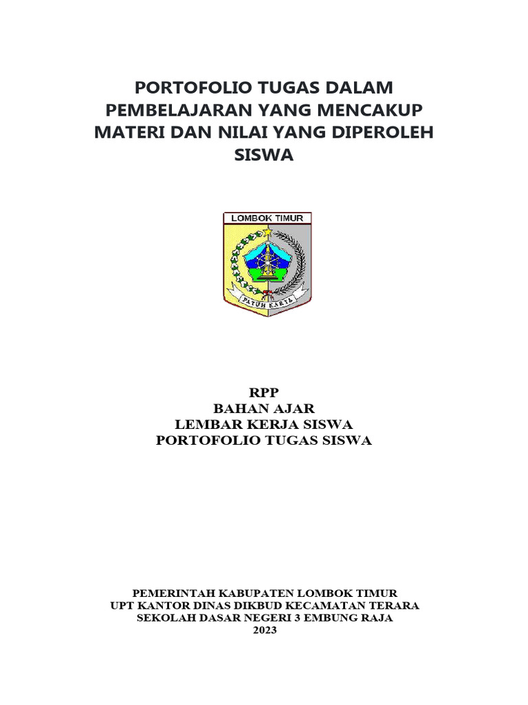 Contoh Portofolio Tugas Siswa SD | PDF