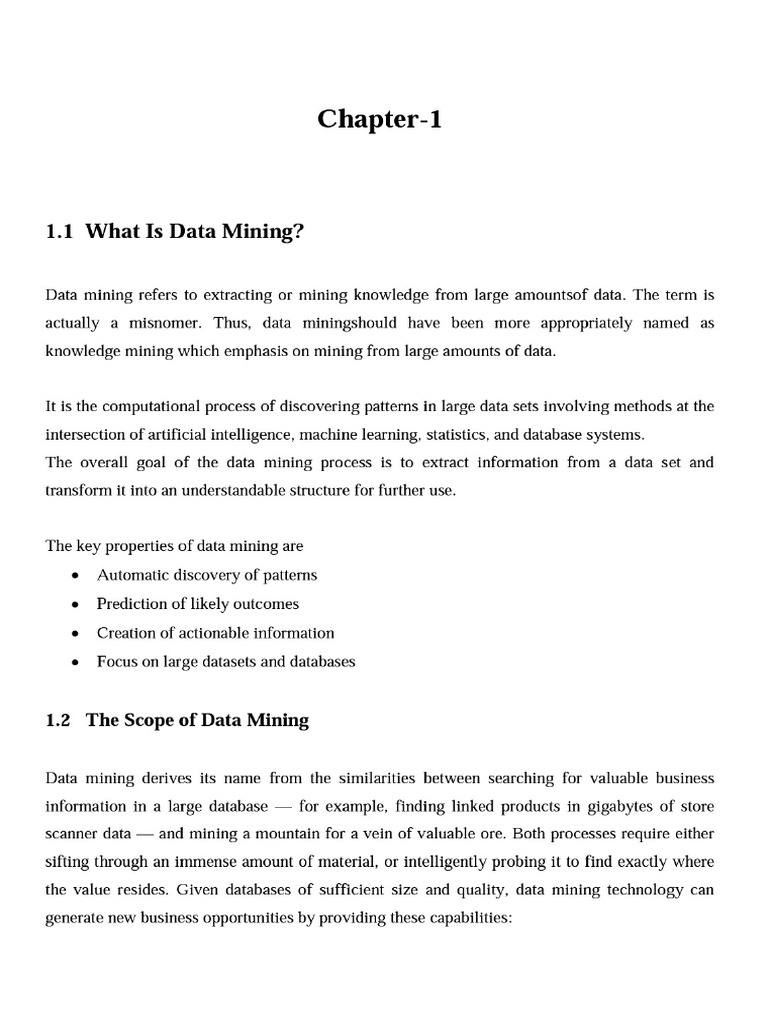 Data Mining Mod 1 Notes | PDF