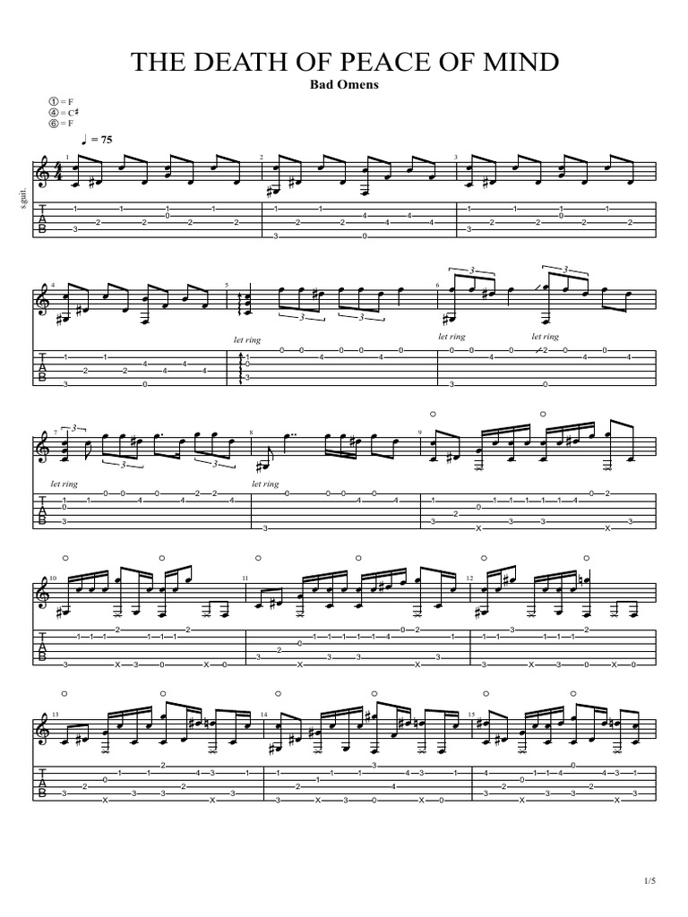 Bad Omens-Death of Peace of Mind For Solo Guitar | PDF | Chess