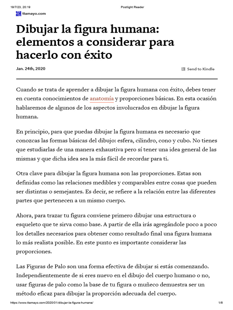 2020 01 Dibujar La Figura Humana Pdf Dibujo