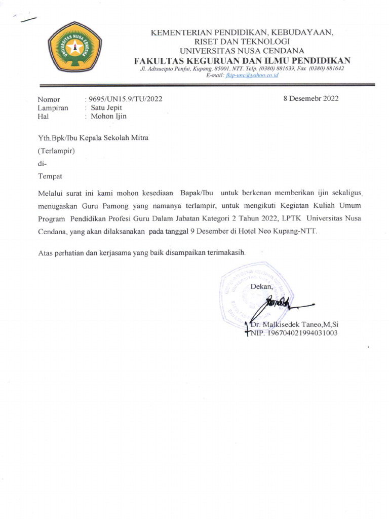 9695 Mohon Ijin Kepsek | PDF