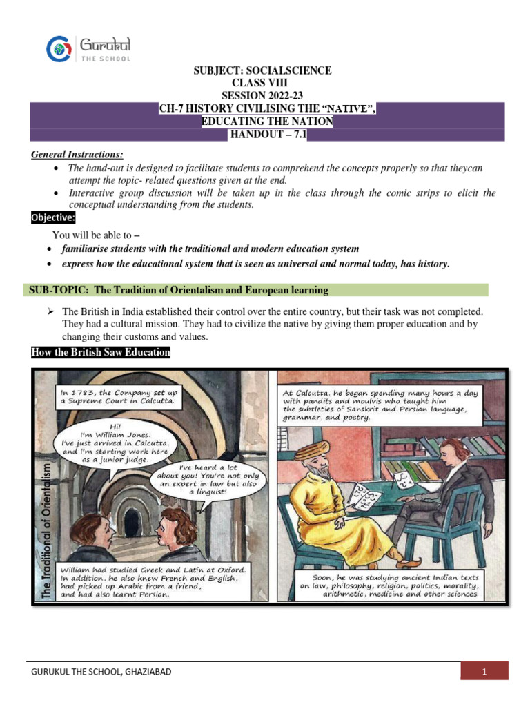 SSC - 8 - H - Ho7.1 - Civilising The Native, Educating The Nation | PDF