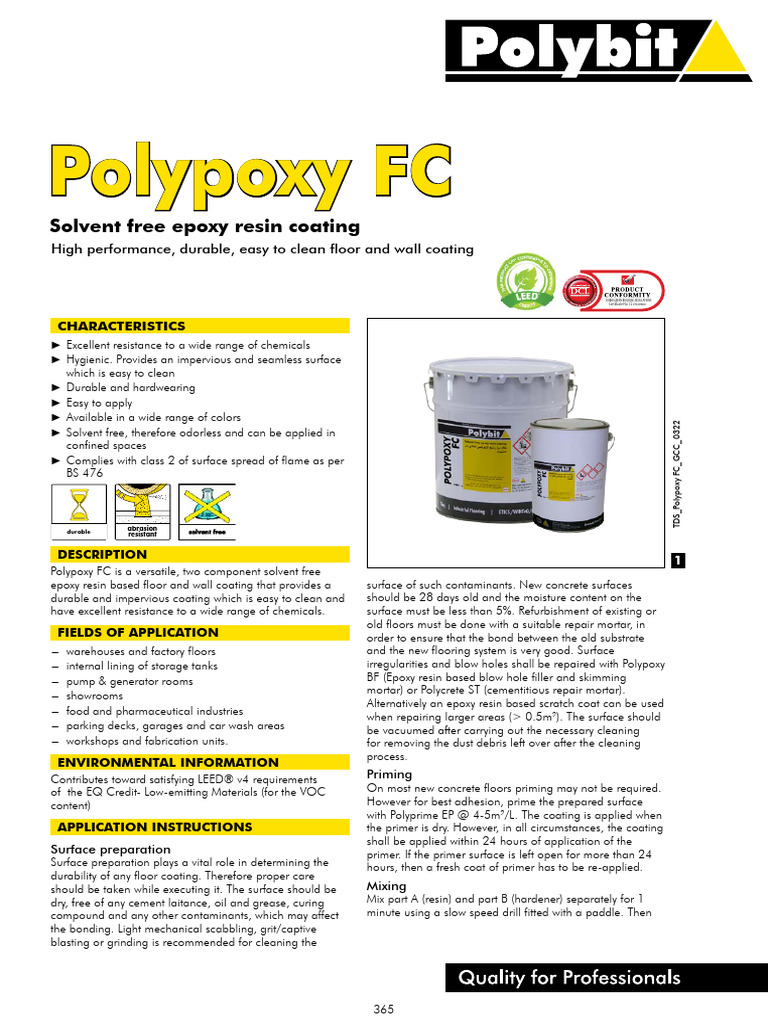 Polybit Polypoxy FC | PDF | Epoxy | Concrete