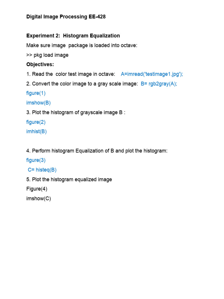 Exp2 Histogram Equalization | PDF