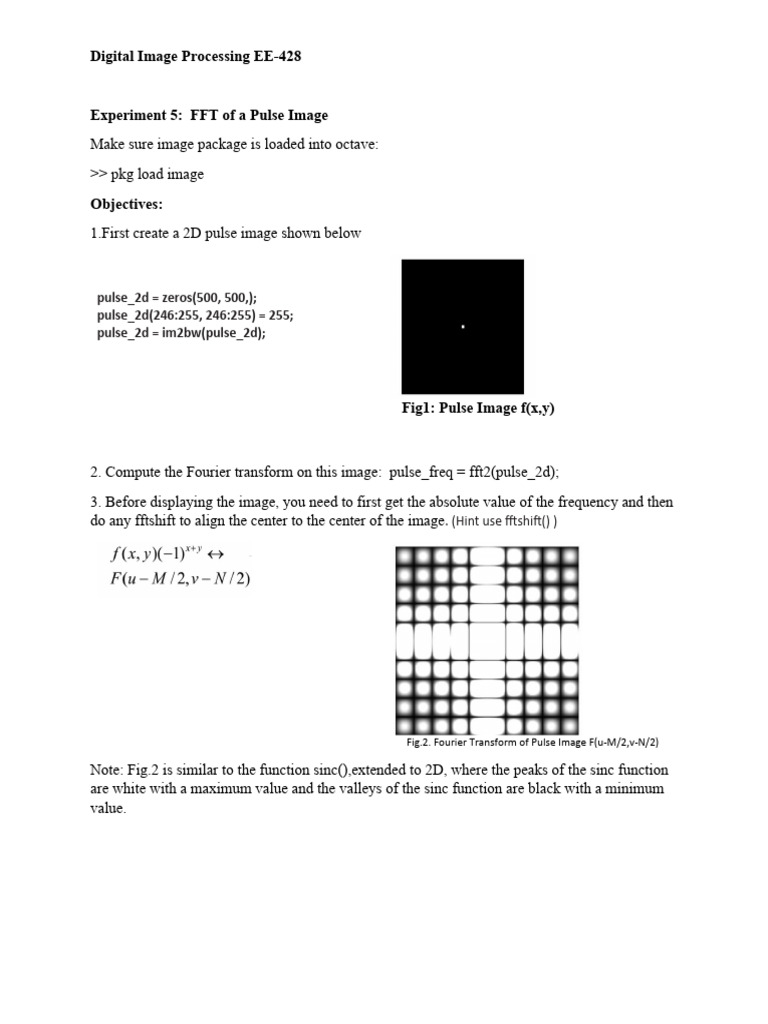 Exp5 FFT of A Pulse Image | PDF