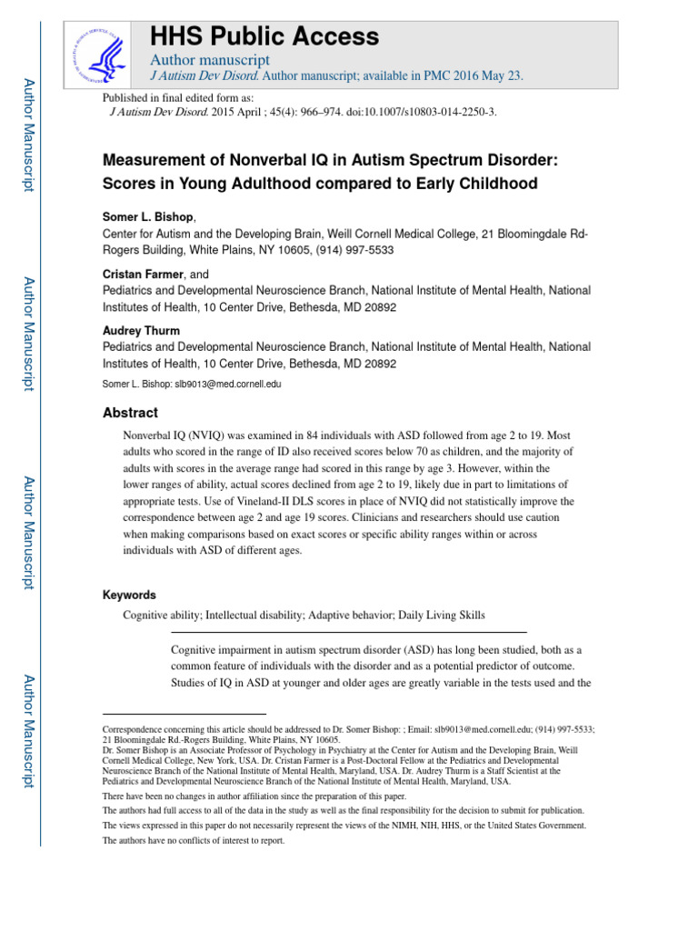 Id Autism | PDF | Autism Spectrum | Intelligence Quotient