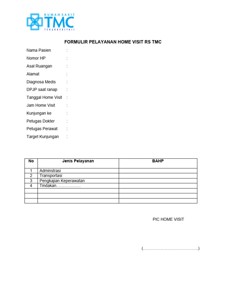 FORMULIR PELAYANAN HOME VISIT(1) | PDF