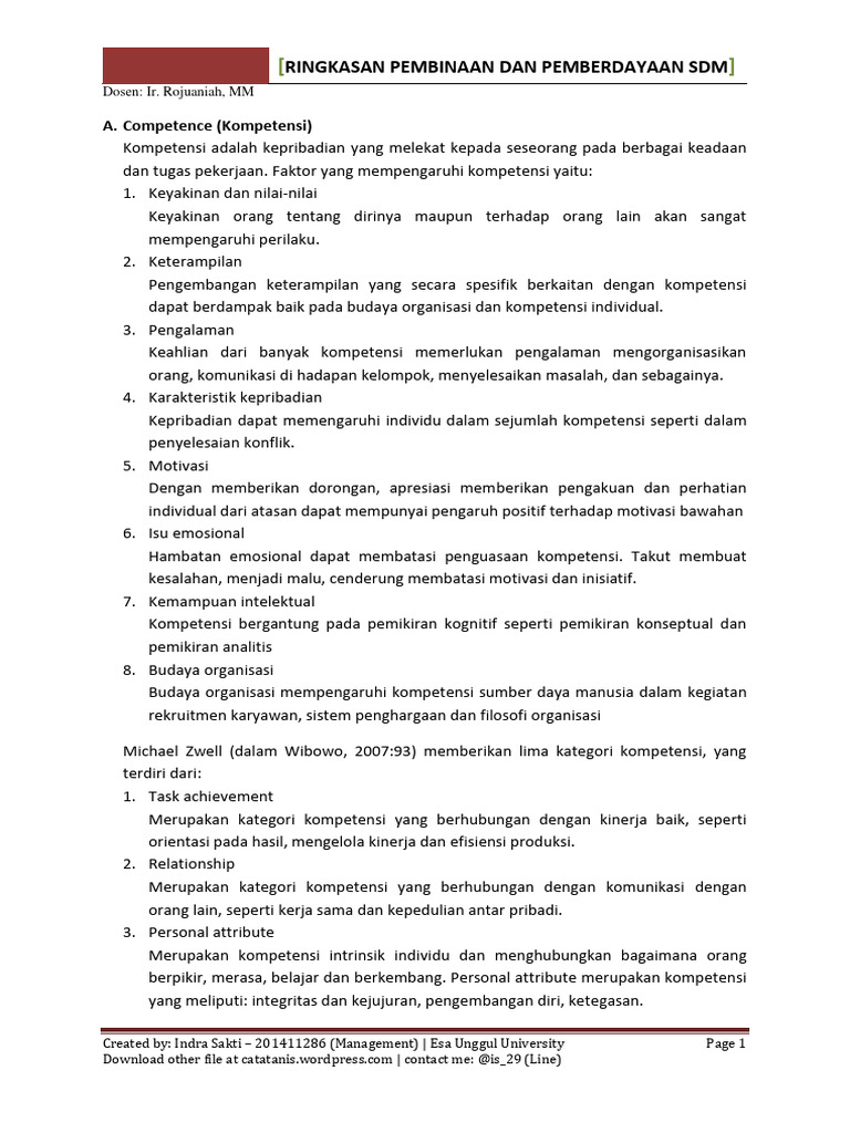 Ringkasan Pembinaan Dan Pemberdayaan SDM | PDF