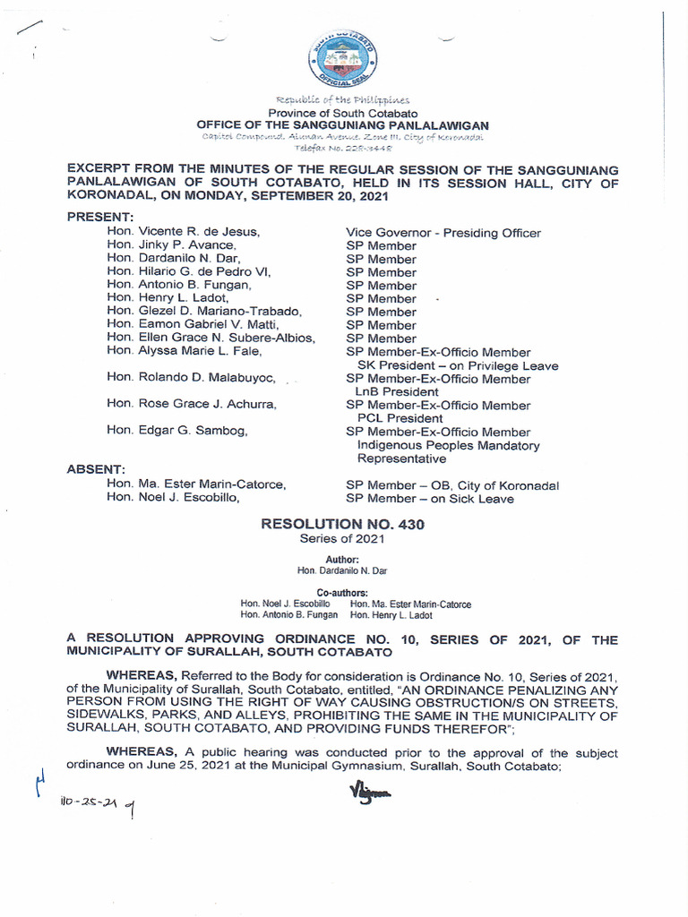 ORD10 2021 Right of Way Causing Obstructions | PDF