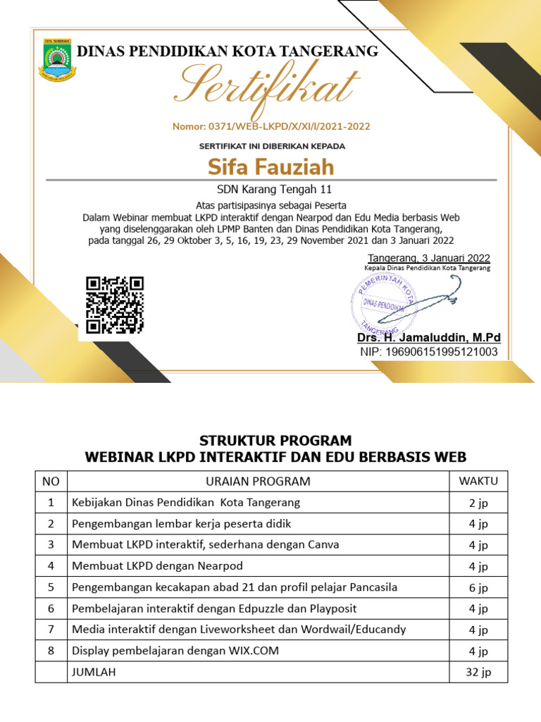 Sertifikat LKPD Sifa Fauziah | PDF