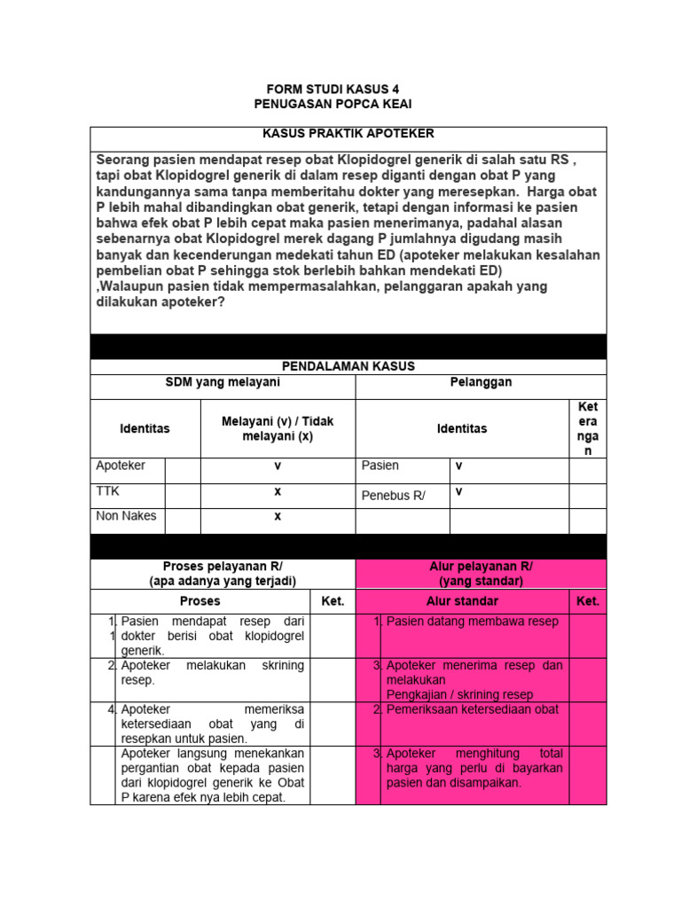 Form Studi Kasus KEAI Kasus 4 | PDF