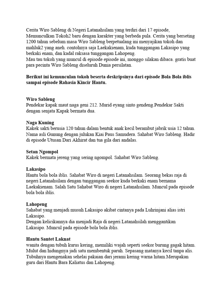 Pendekar Pendekar Negeri Latanahsilam, Part 1 | PDF