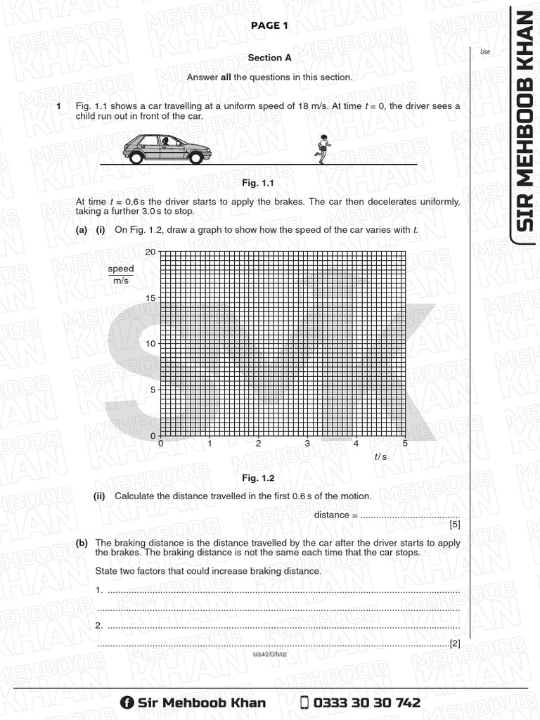 O Levels Assignment Kinematics and Dynamics | PDF