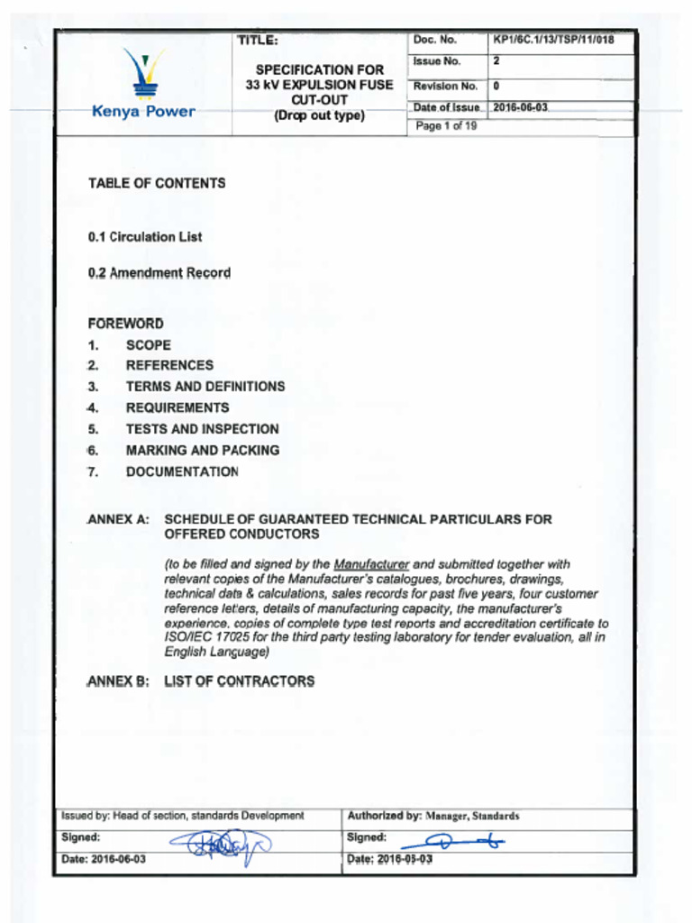 27.SPECIFICATION FOR 33 KV EXPULSION FUSE CUT-OUT (Drop Out Type) | PDF