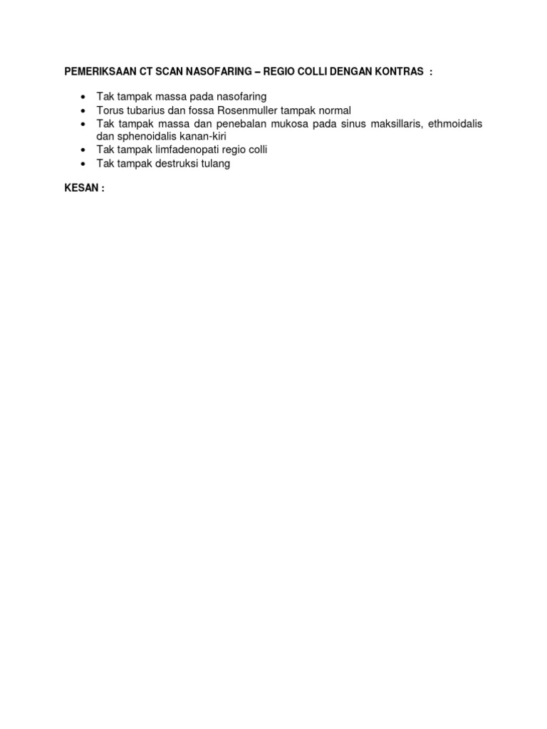 Template CT Scan Nasofaring | PDF