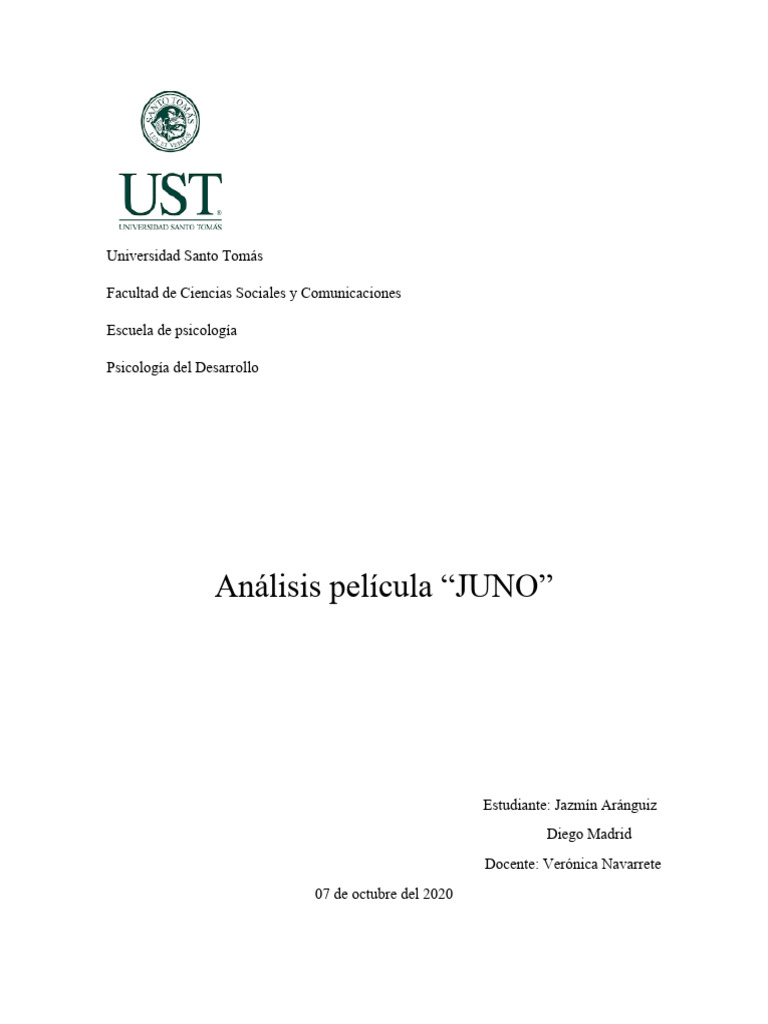 Análisis psicológico de la película Juno | PDF | Pensamiento | Adolescencia