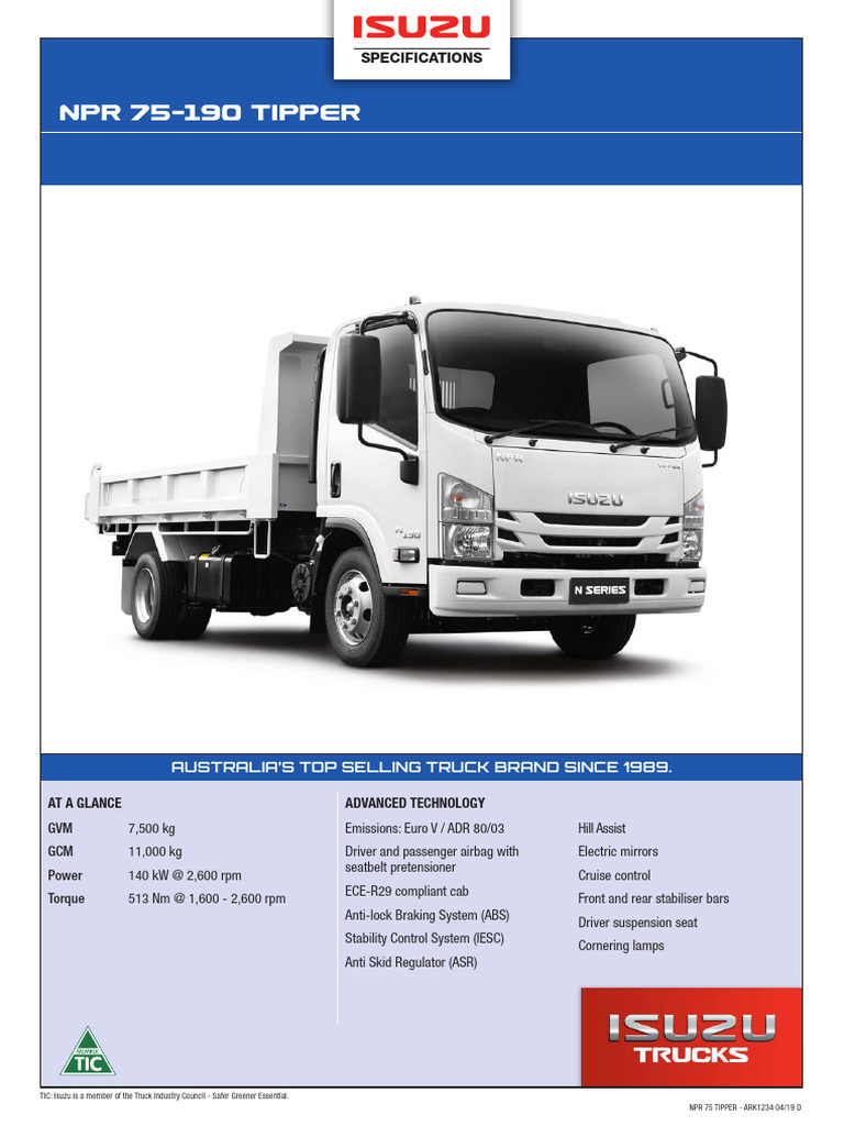 NPR 75-19O Tipper | PDF | Truck | Axle