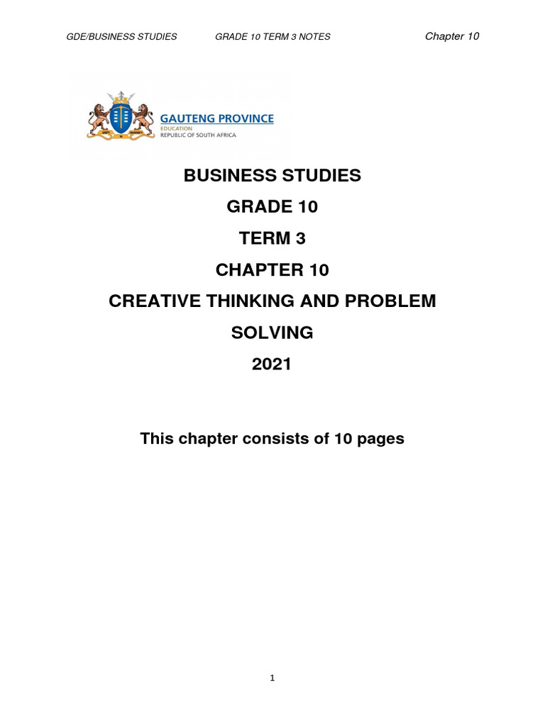 Grade 10 Creative Thinking Guide | PDF | Creativity | Brainstorming