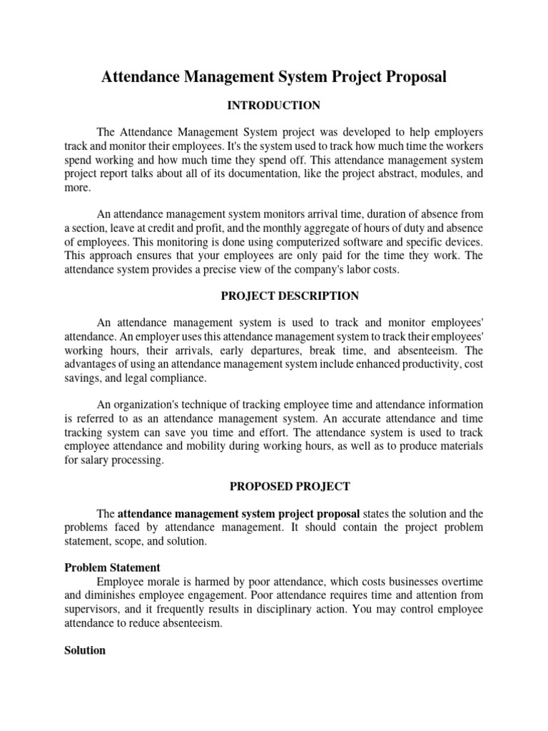 Attendance Management System Project Proposal | PDF