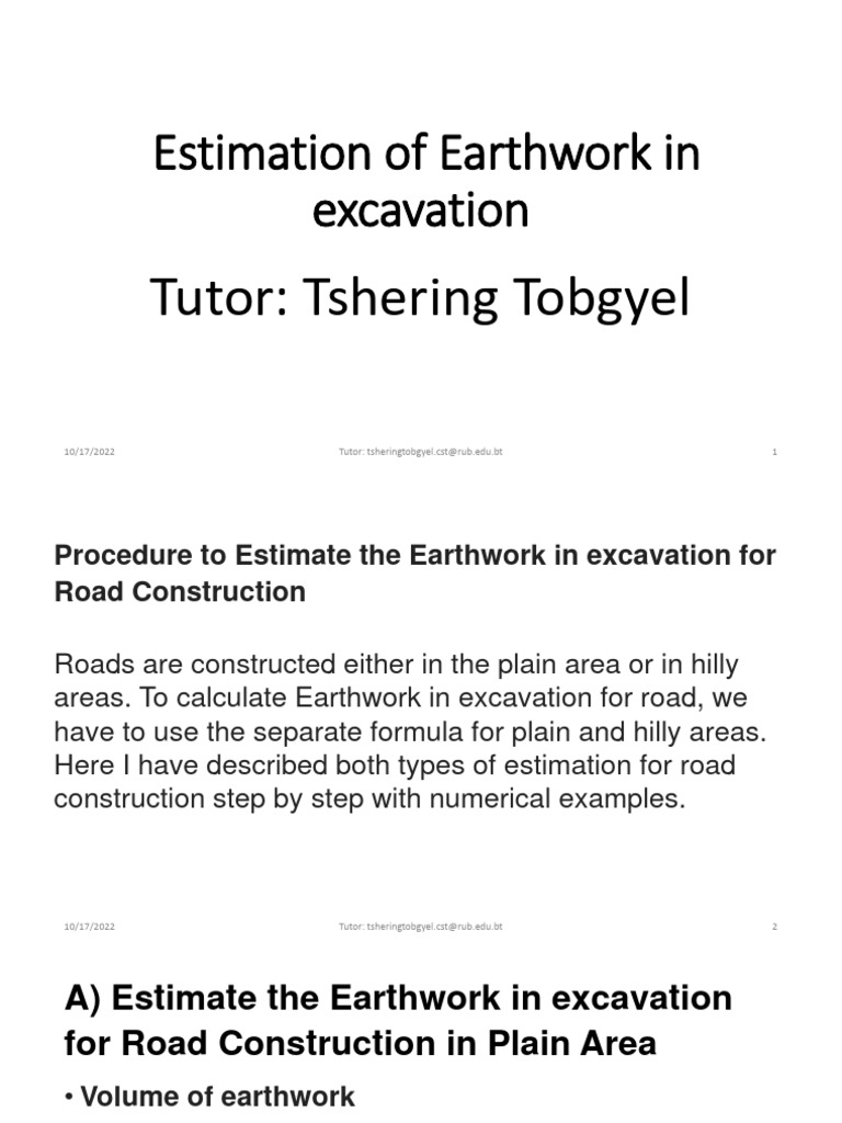 Estimation of Earthwork in Excavation | PDF | Area | Length